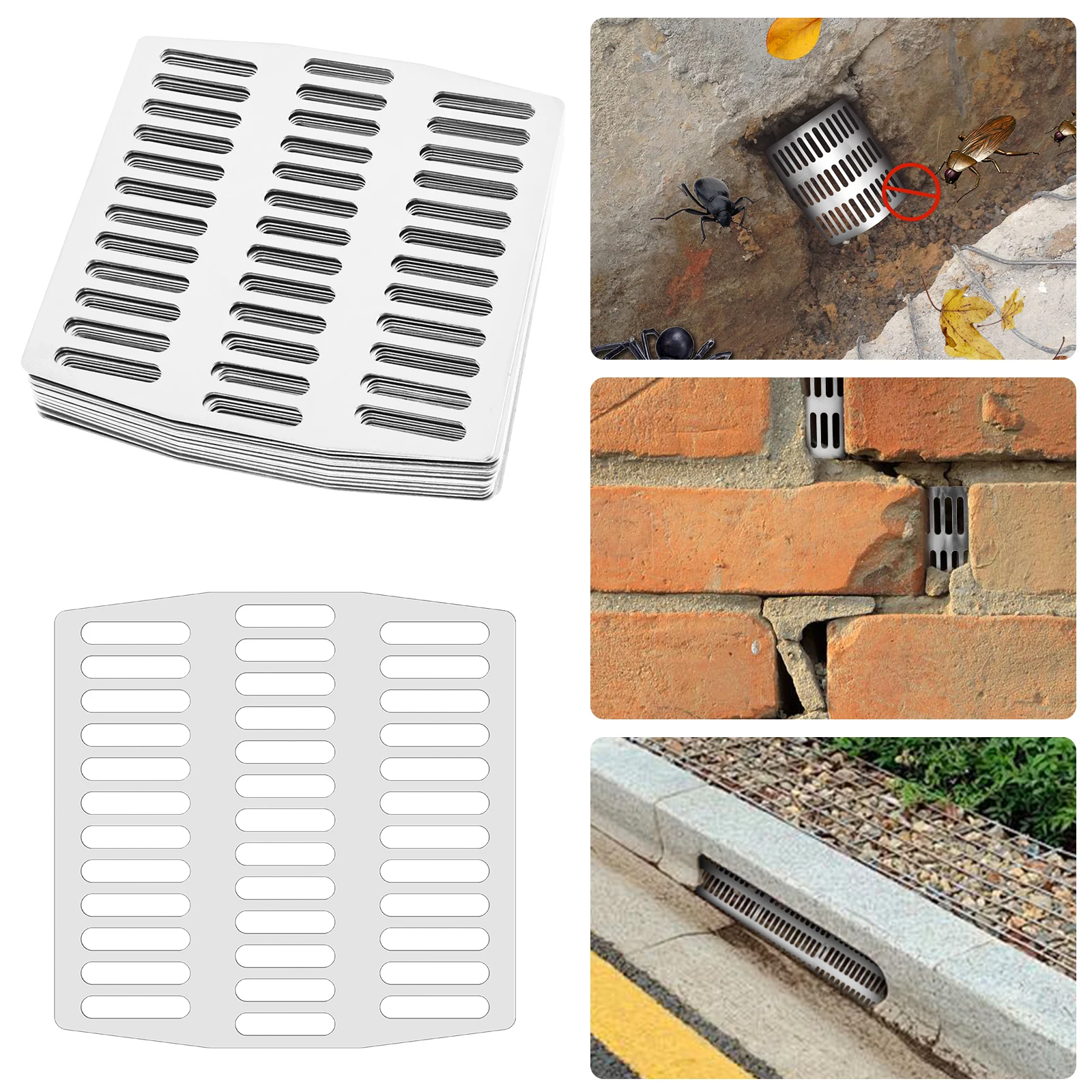 25Pcs-Stainless-Steel-Brick-Drain-Hole-Covers-Protective-Weep-Hole-Easy ...