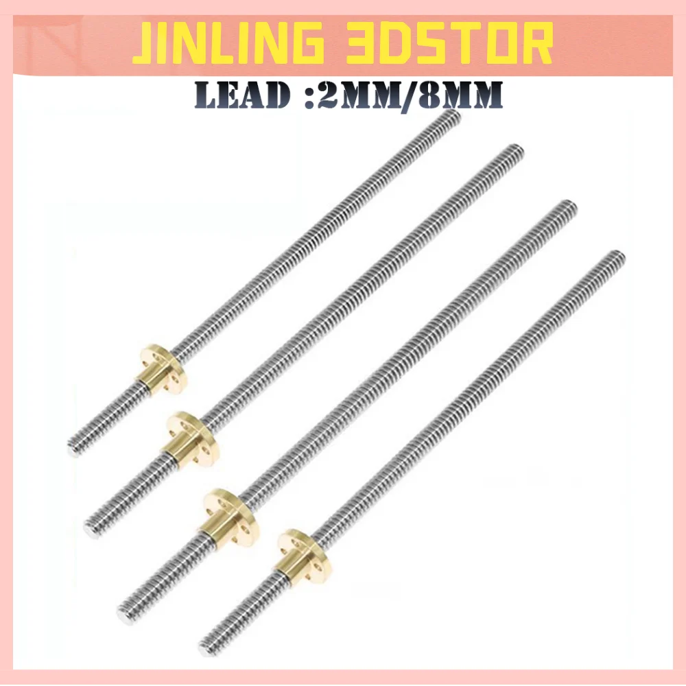 3D-Printer-T8-Lead-Screw-OD-8mm-Pitch-2mm-Lead-2mm-8mm-200mm-250mm ...