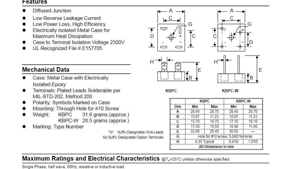 5PCS KBPC3510 KBPC3508 KBPC3504 KBPC3506 Round foot rectifier bridge ...