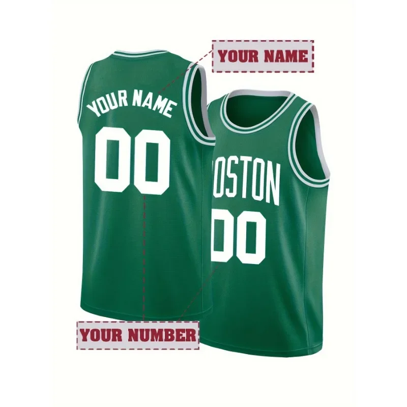 Custom Name & Number Men's Embroidered Basketball Jersey Round Neck ...