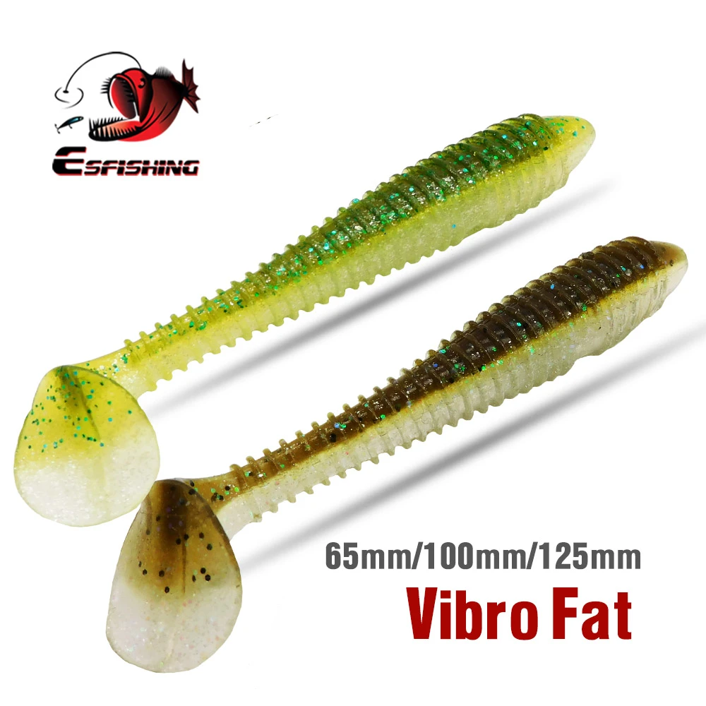 ESFISHING Pesca Artificial Silicone Soft Bait Vibro Fat 65, 100,125mm ...