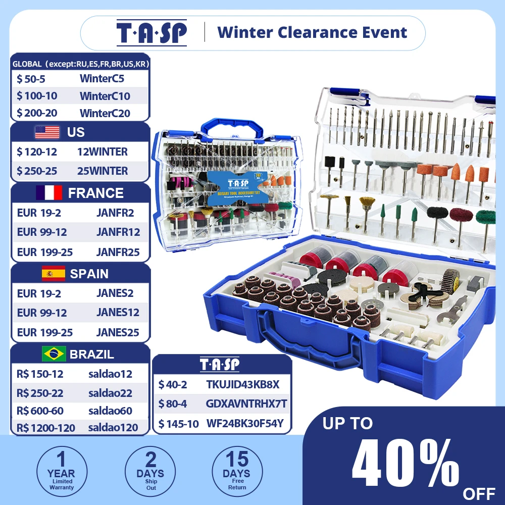 TASP 전기 로타리 공구 액세서리 세트, 드레멜 미니 드릴 샌딩 드릴링 그라인딩 폴리싱용 연마 공구, 287 피스|drill abrasive|rotary tool ...