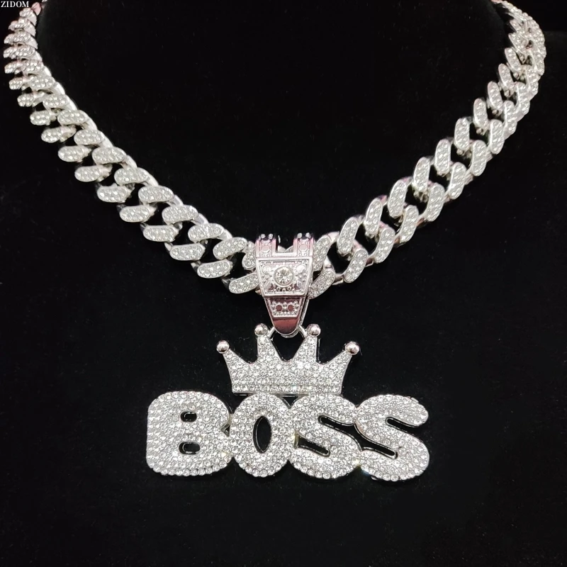Colar-com-pingente-Hip-Hop-BOSS-para-homens-e-mulheres-corrente-cubana ...