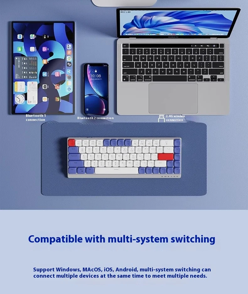 EWEADN MK68 Low Profile 70% Wireless Bluetooth Mechanical Keyboard ...