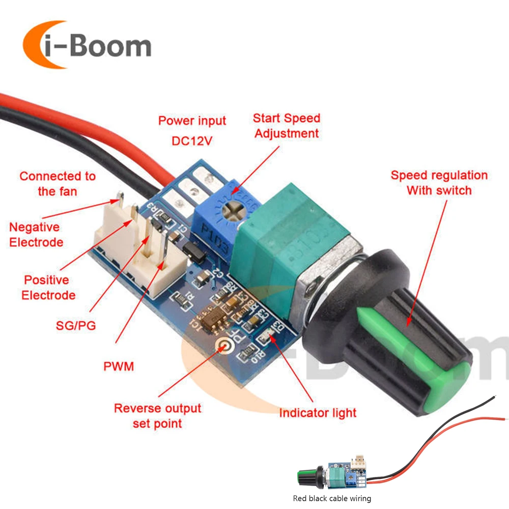 DC-12V-Motor-Speed-Controller-PWM-Speed-Adjustable-Switch-4-Wire-Speed ...