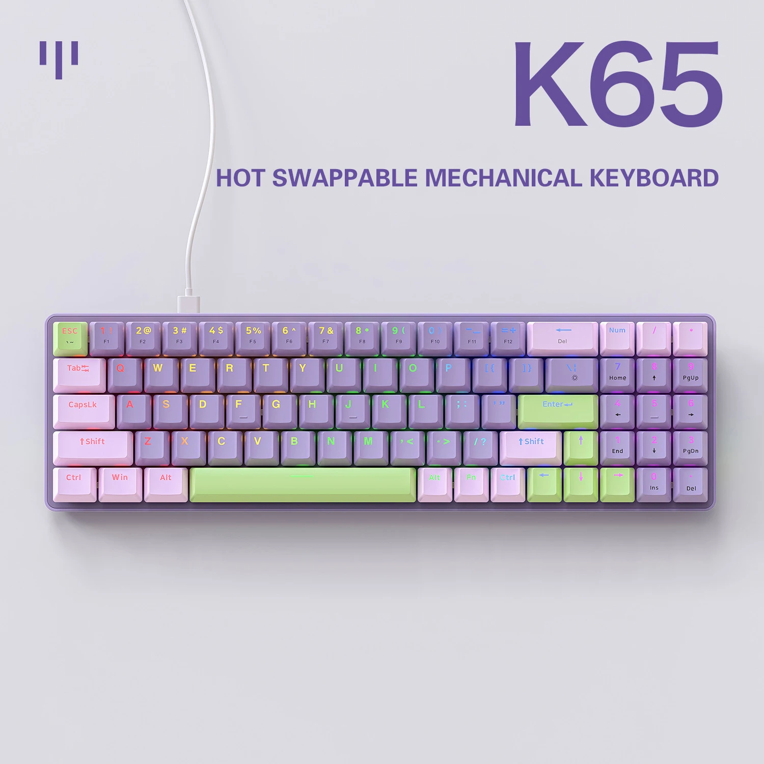 K65-Wired-Customized-Aluminum-Mechanical-Keyboard-65-Keys-TYPE-C-Cable ...