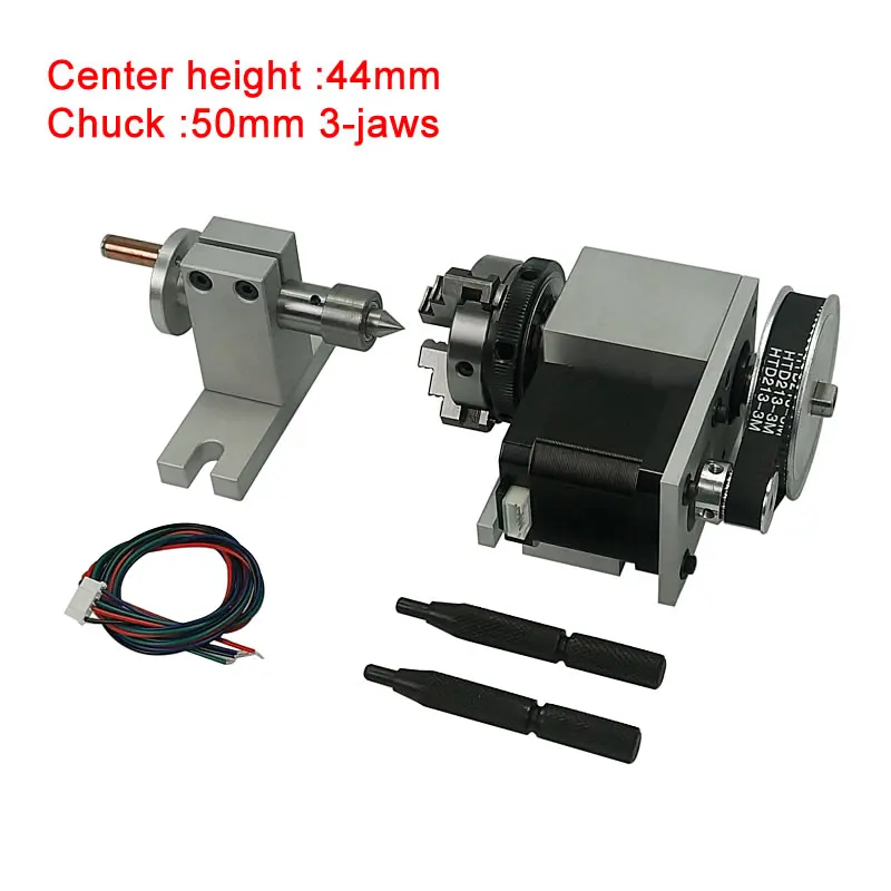 CNC-4th-Axis-In-Chuck-50mm-3-jaw-Tailstock-Center-Height-44mm-Rotary ...