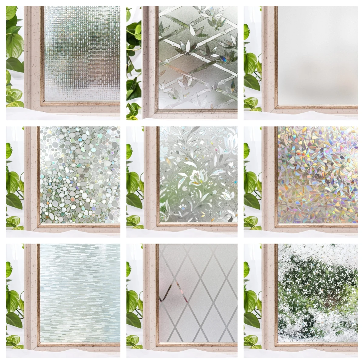 3D Translucent Rainbow Window Privacy Film Stained Glass Vinyl Static ...