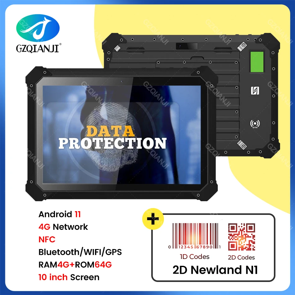 10‘’ Inch Touch Screen IP67 Industrial PDA Android 11 Tablets Big Size Rugged PDA 4GB+64GB ...