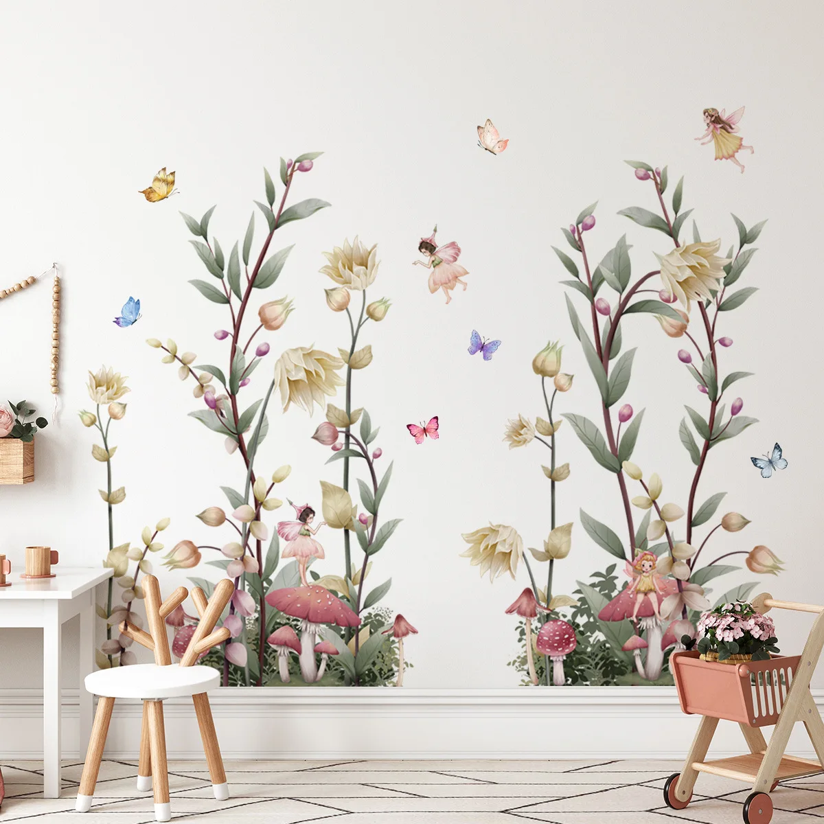 Flowers-Wall-Decals-Butterflys-Botanical-Wall-Stickers-Fairy-Decals-PVC ...