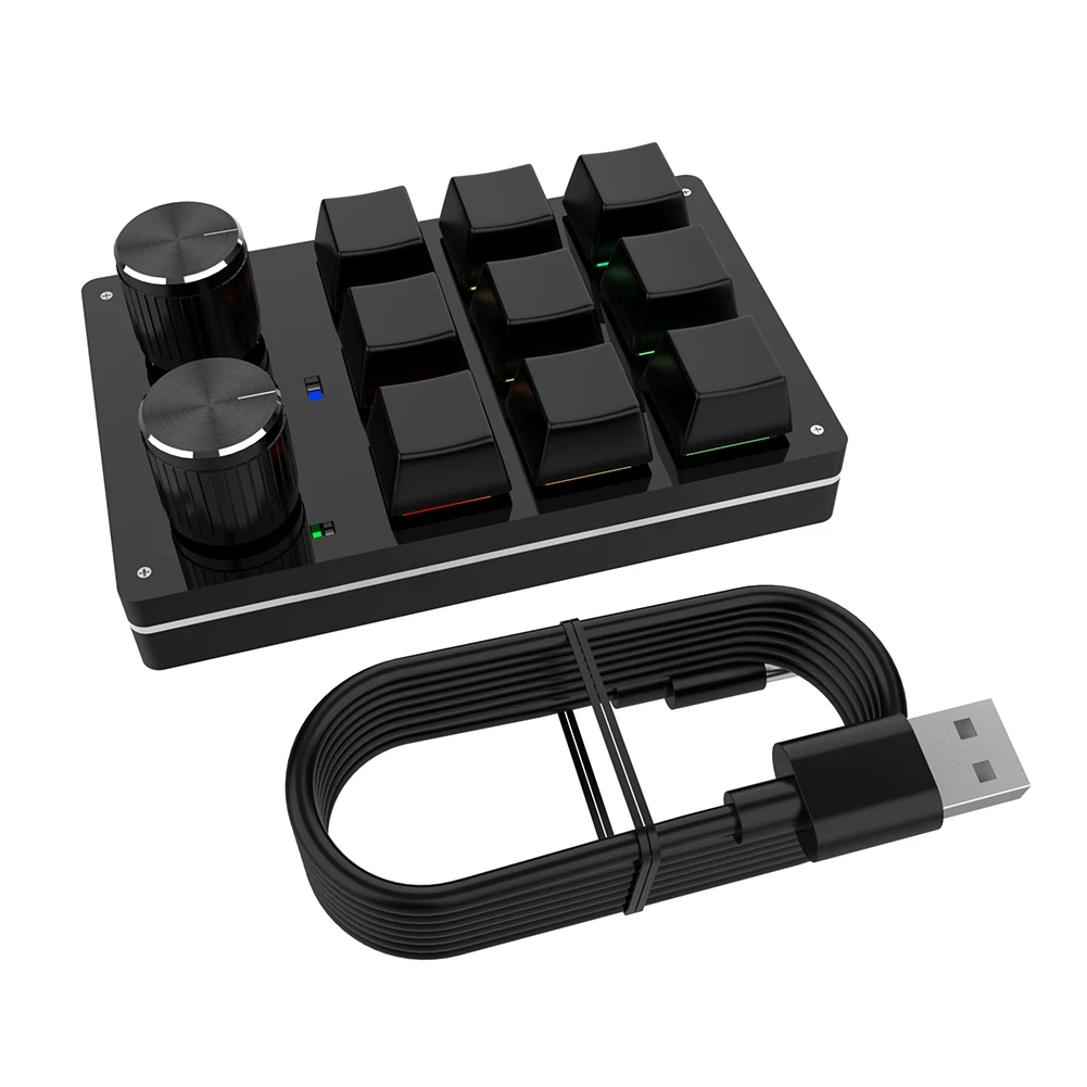 Bluetooth-USB-Custom-9-Keys-Mechanical-Keyboard-Volume-Knob-Programming ...