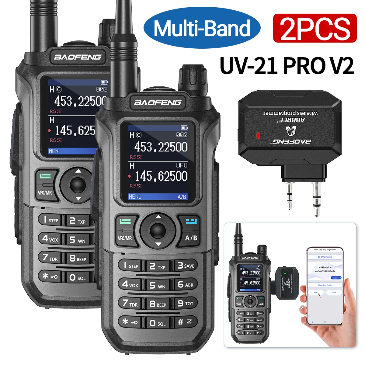 Baofeng-UV-21-Pro-V2-y-programador-inal-mbrico-walkie-talkie-port-til-transceptor-multibanda ...