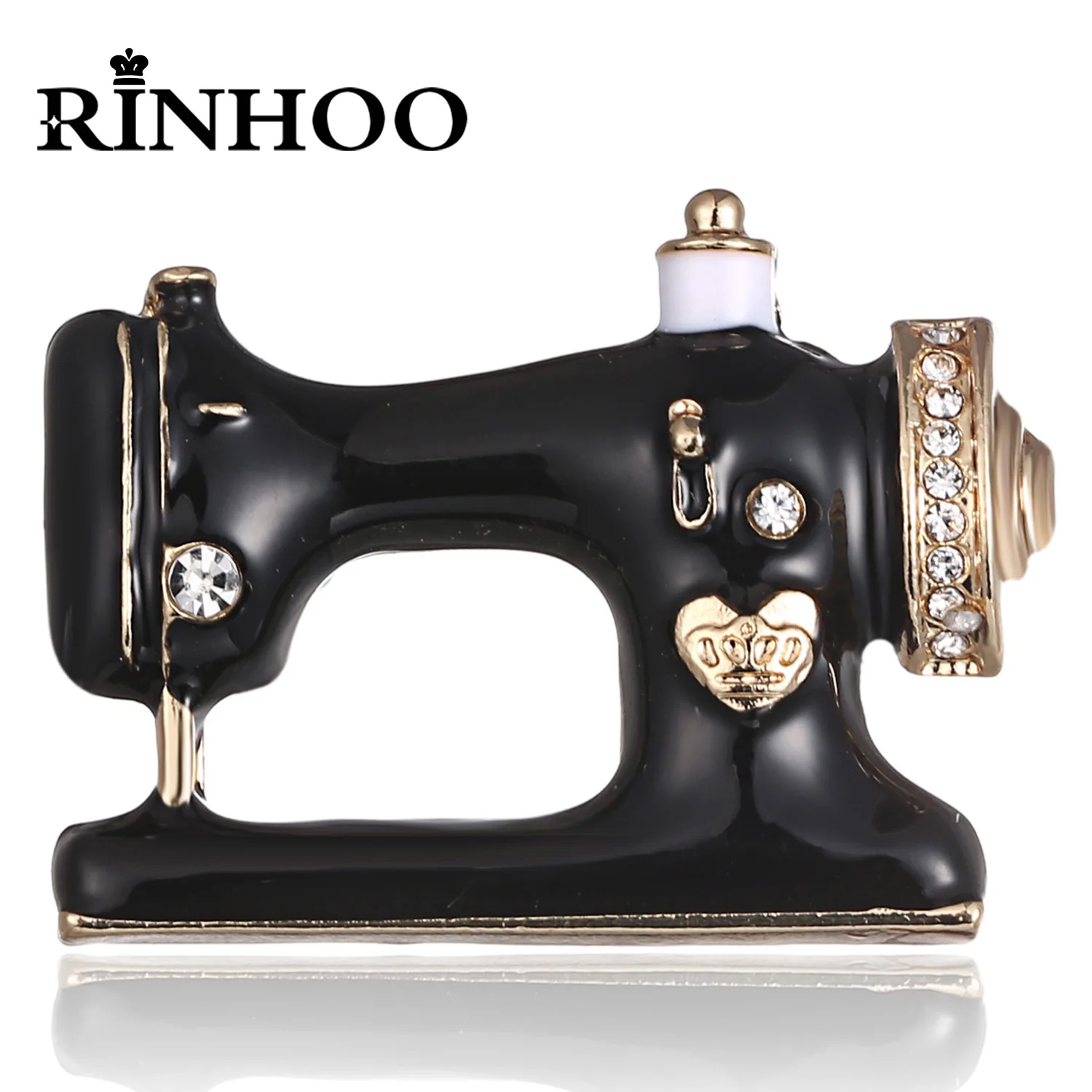 Rinhoo-Vintage-Black-Enamel-Sewing-Machine-Brooches-For-Women-Fashion ...