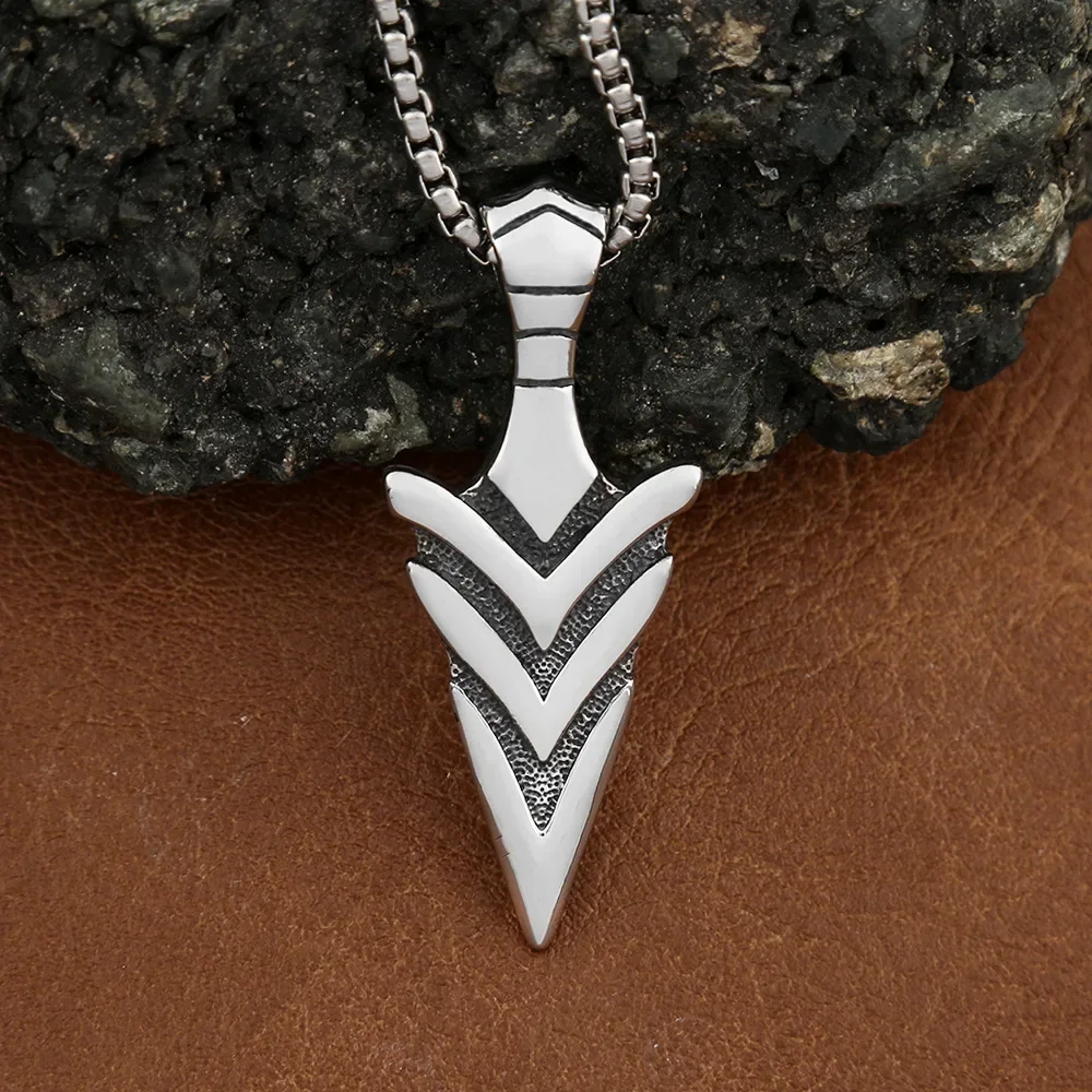 Punk-Retro-Viking-Spear-Weapon-Arrow-Pendant-Necklace-Men-s-Cool-Hip ...