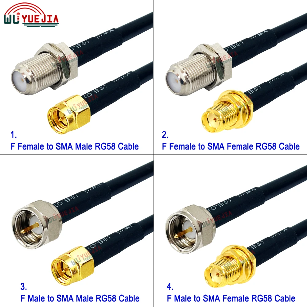 1Pcs RG-58/U Cable F to SMA Type Connector SMA Male Plug to F Male or ...