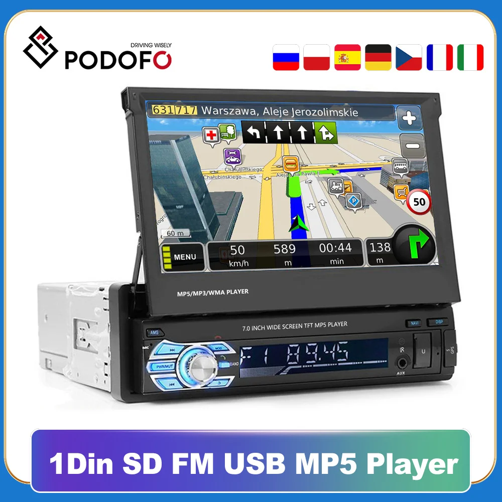 Podofo-R-dio-Multim-dia-Autom-vel-1Din-Mirrorlink-Android-Autoradio-V-deo-Volkswagen-Nissan ...