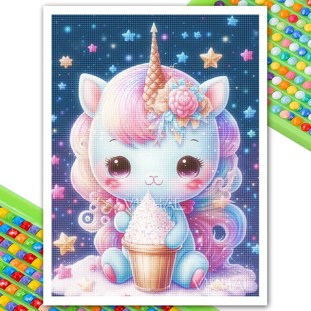 5d-Diy-Cartoon-Diamond-Painting-Cross-Stitch-Kit-Cat-Ice-Cream-Diamond ...