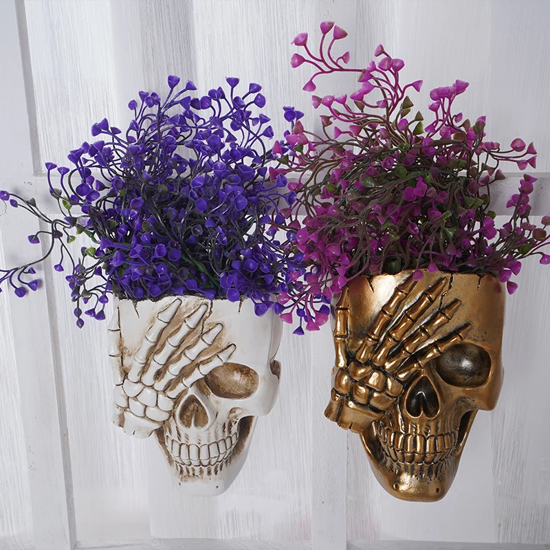 Skull-Head-Flower-Pots-Gothic-Skeleton-Planter-Container-Office-Planter ...