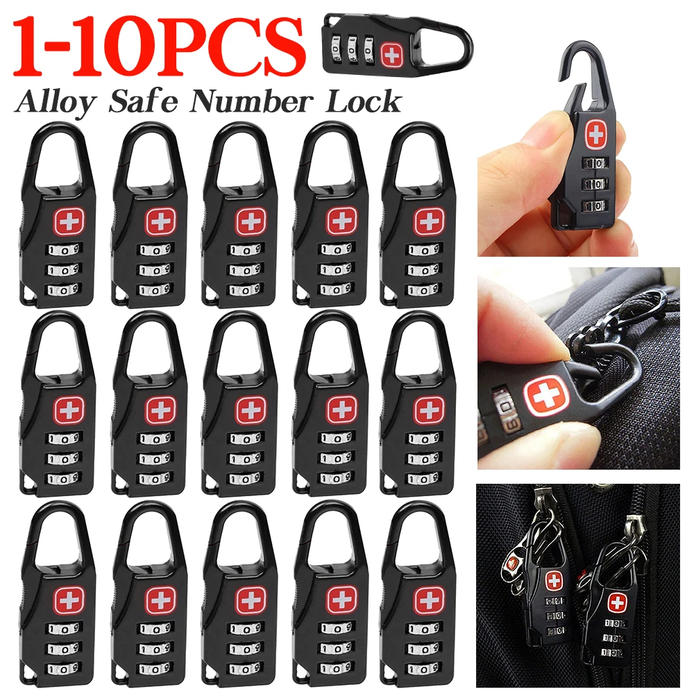 1-10PCS-Portable-Alloy-Lock-Padlock-Outdoor-Travel-Luggage-Zipper ...