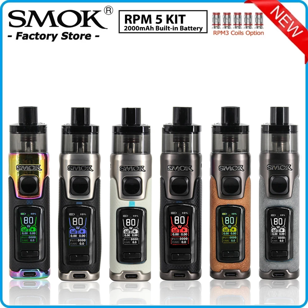 New! Original SMOK RPM 5 Kit 80W 2000mAh Built-in Battery RPM 3 Coils 6 ...