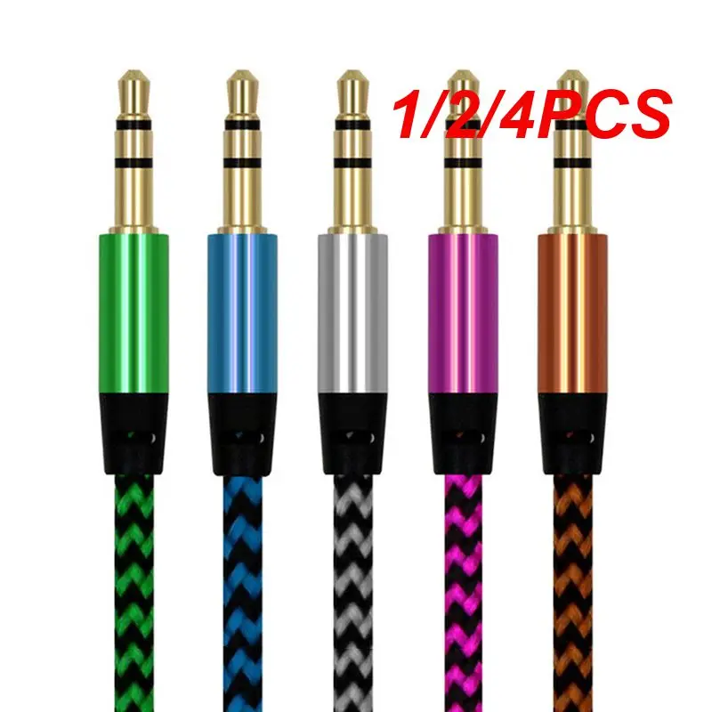 1/2/4PCS Multi-color Nylon Aux Cable Audio 3.5mm Plug Aux Audio Cable ...
