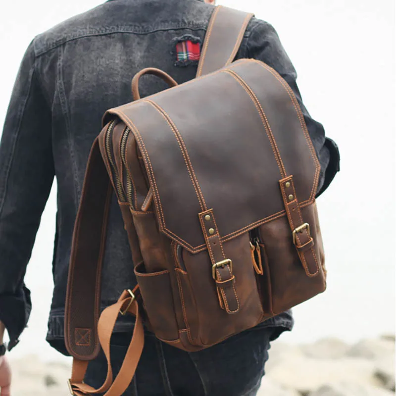 Luufan-Mens-Backpack-Crazy-Horse-Genuine-Leather-15-inch-PC-Rucksack ...