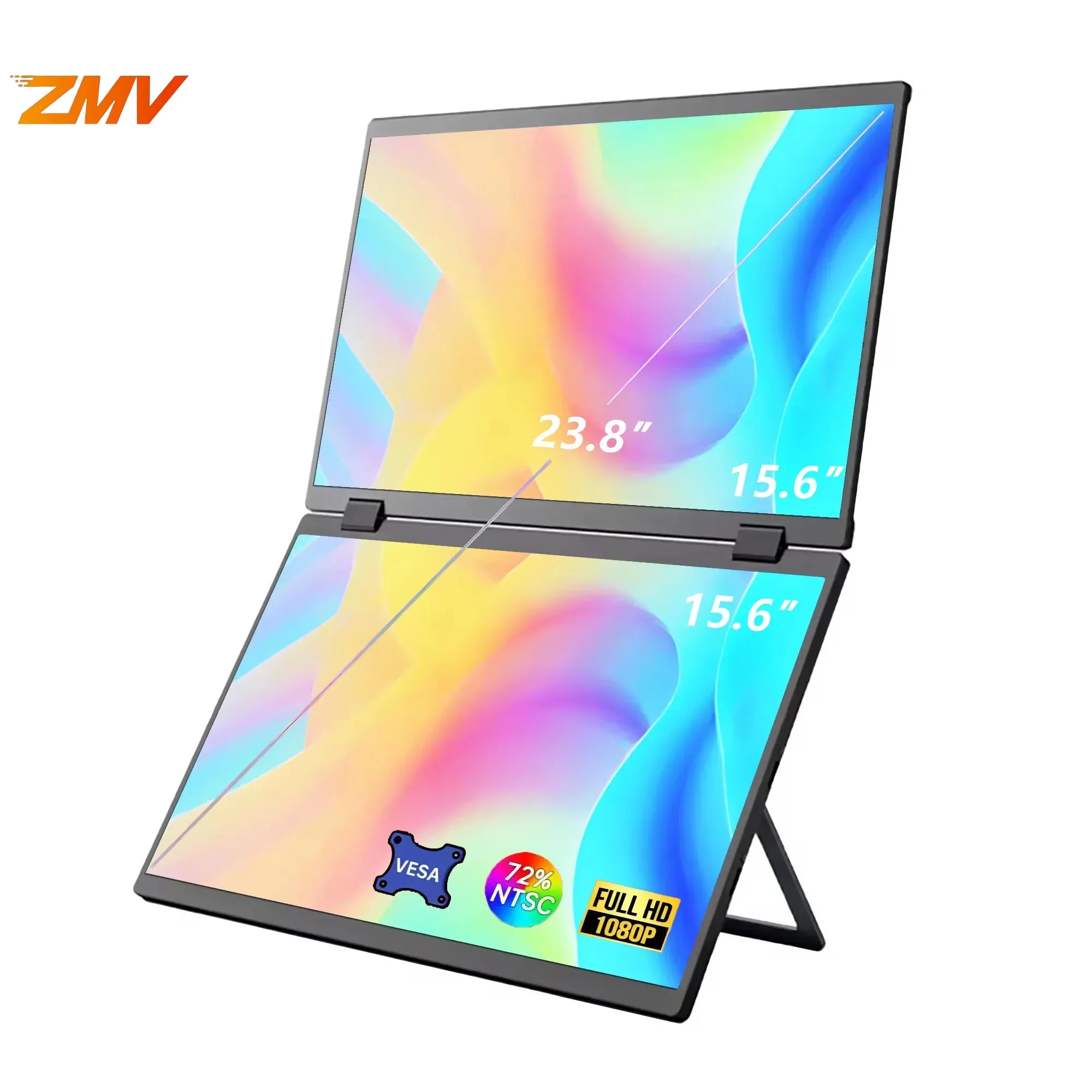 ZMV-Dual-Screen-Portable-Monitor-15-6-1080P-FHD-360-Flip-VESA-External ...