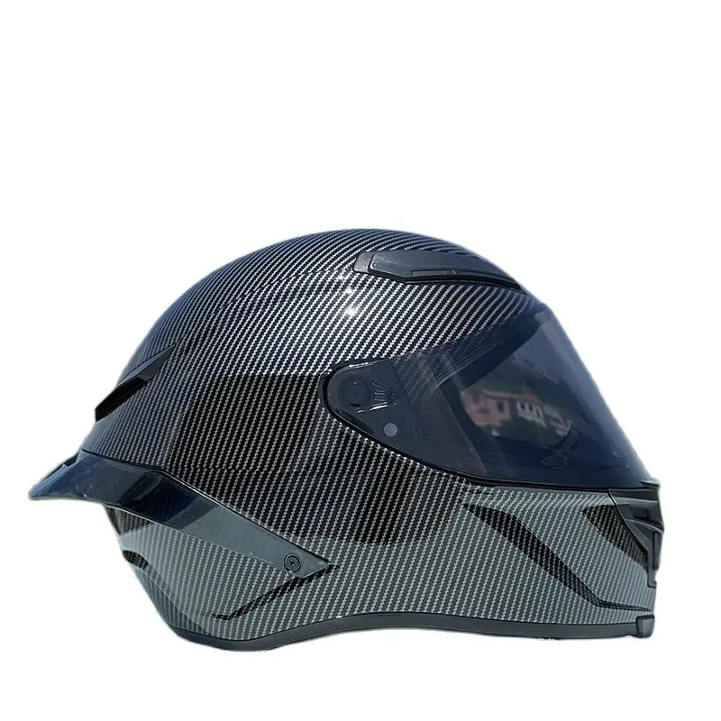 NITRINOS-casque-de-moto-en-Fiber-de-carbone-noir-avec-grand-Spoiler ...