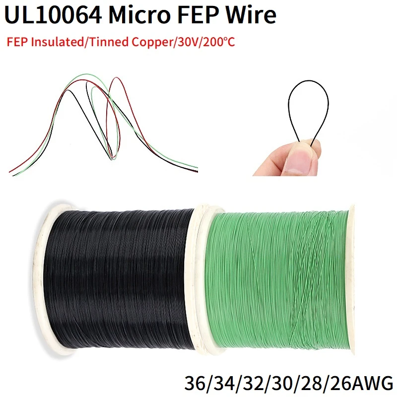 5M/50M FEP Wire 36/34/32/30/28/26AWG PTFE Plastic Ultra Fine Micro Litz ...