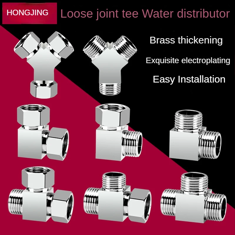 1/2" All-brass Three-way Splitter Live Connection Faucet Three-way ...