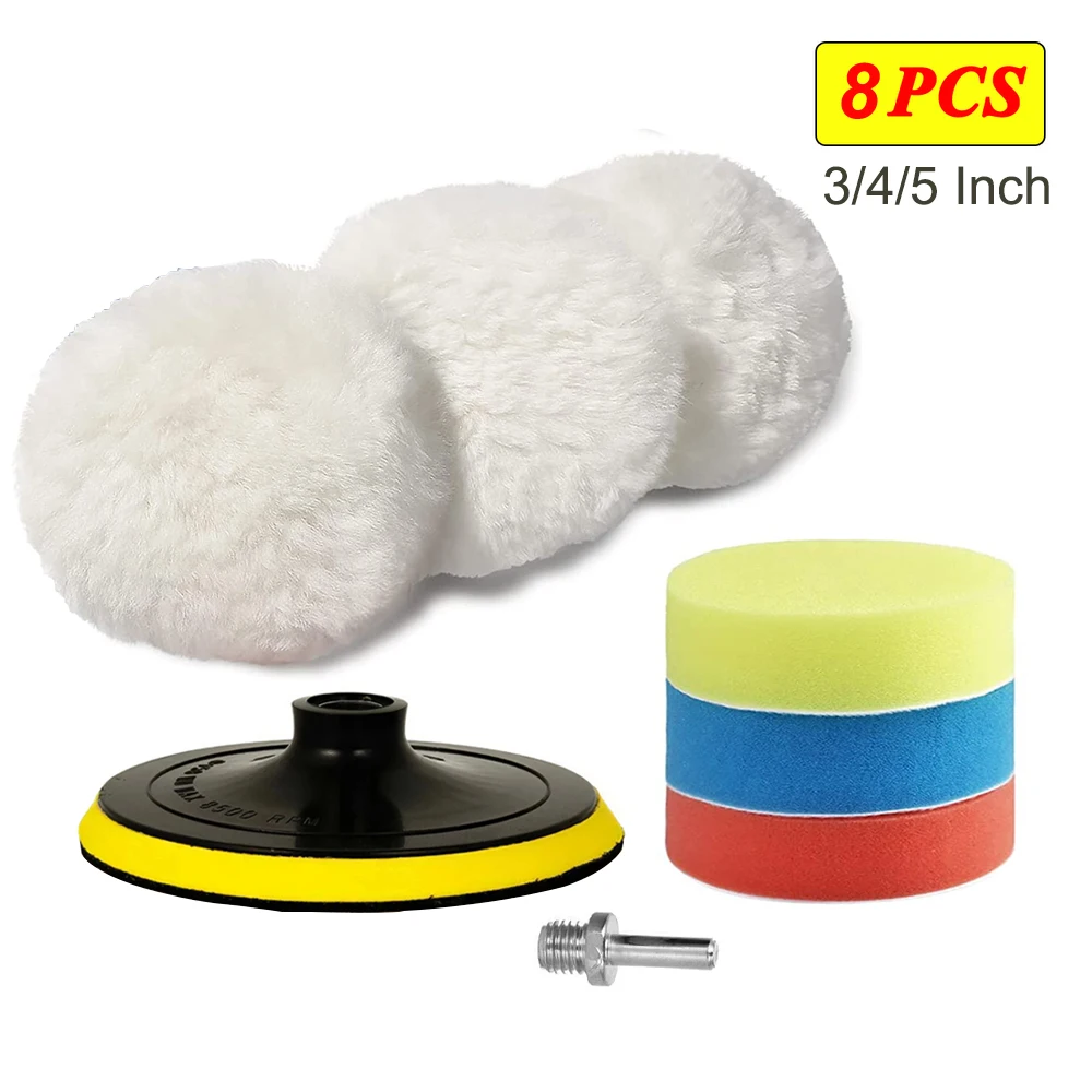 3/4/5 Inch Polishing Kit Polishing Pad Car Waxing Sponge Disk Wool ...