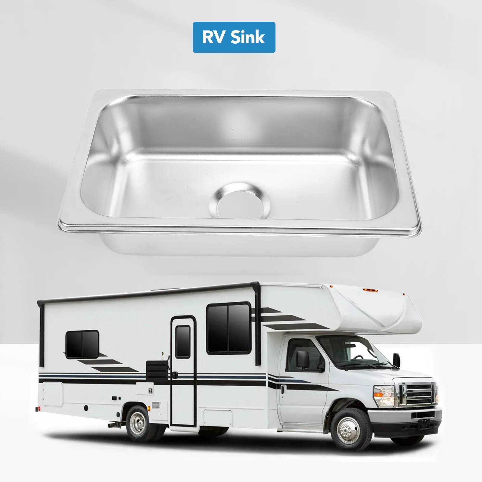 RV 304 Stainless Sink Kitchen Rectangular Hand Wash Basin Sink with ...