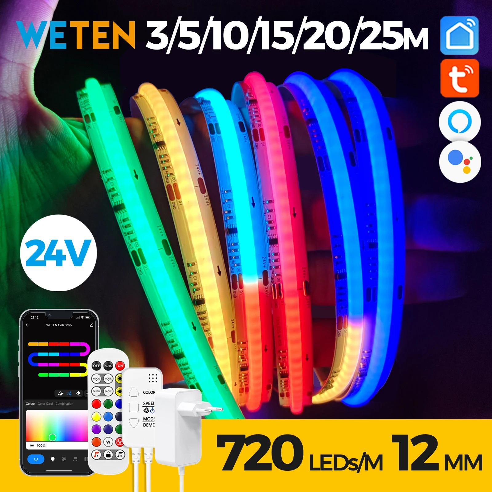 Tuya-Smart-WIFI-RGBIC-COB-LED-Strip-Light-Tape-Addressable-Flexible-RGB ...