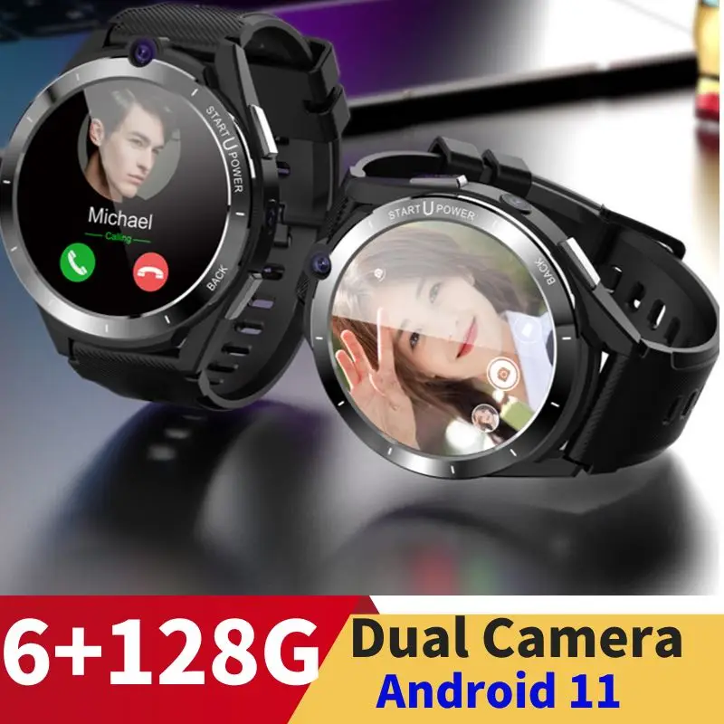 6G + 128GB 4G LTE Smartwatch z funkcją telefonu Android 11 podwójny procesor 8MP aparat 1800mAh ...
