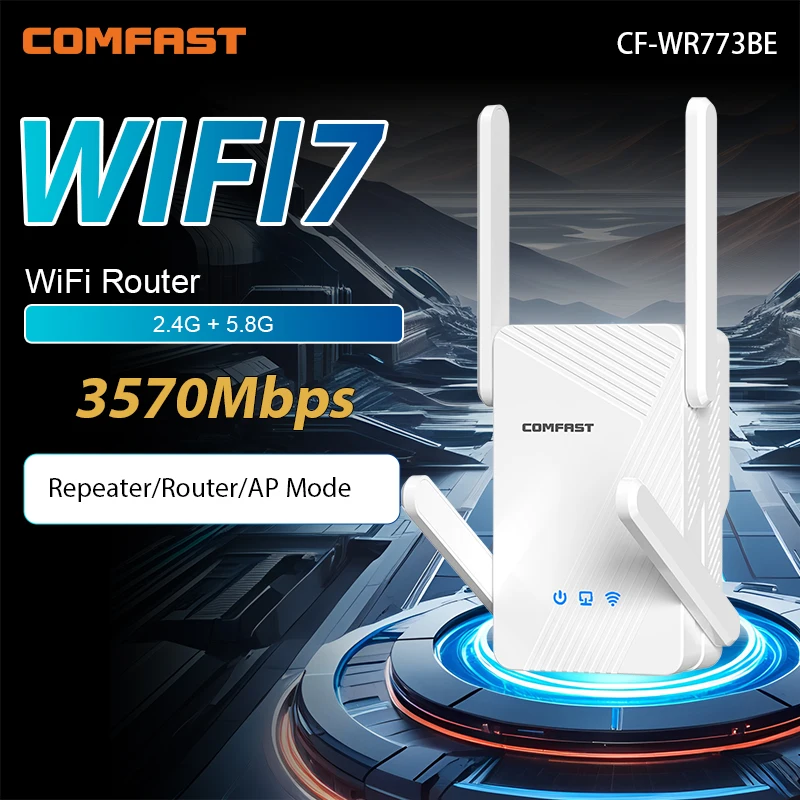 COMFAST WiFi7 BE3600 Wireless Extender 3570Mbps 2.4G/5G Repeater With 4 ...