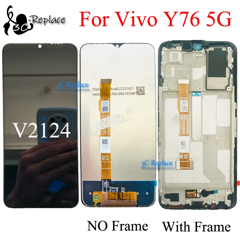 Original Black 6.58 inch For Vivo Y76 5G V2124 LCD Display Touch Screen ...