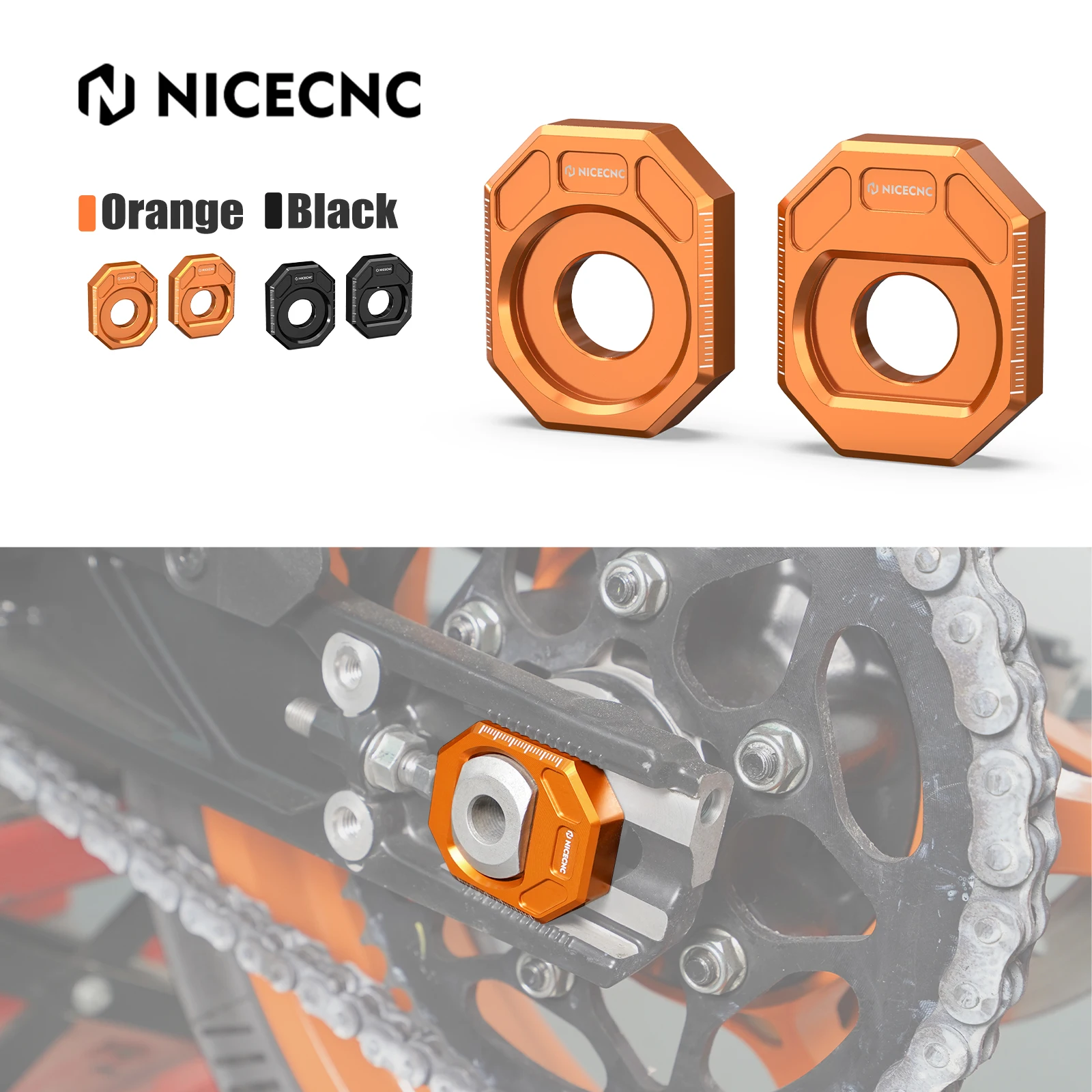 NICECNC Motorcycle Rear Axle Blocks Chain Tension Adjuster Kit For KTM ...