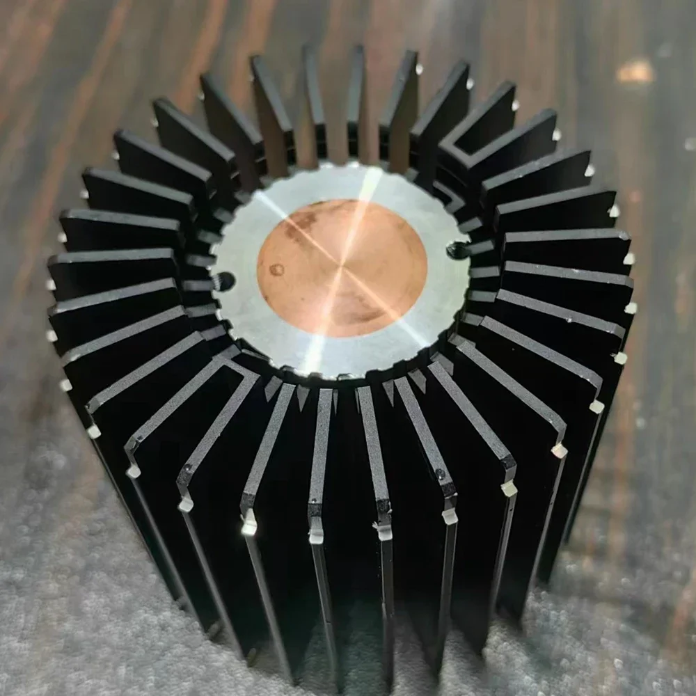 1pcs 69x60mm copper heart black Round LED Heatsink Radiator Aluminum ...