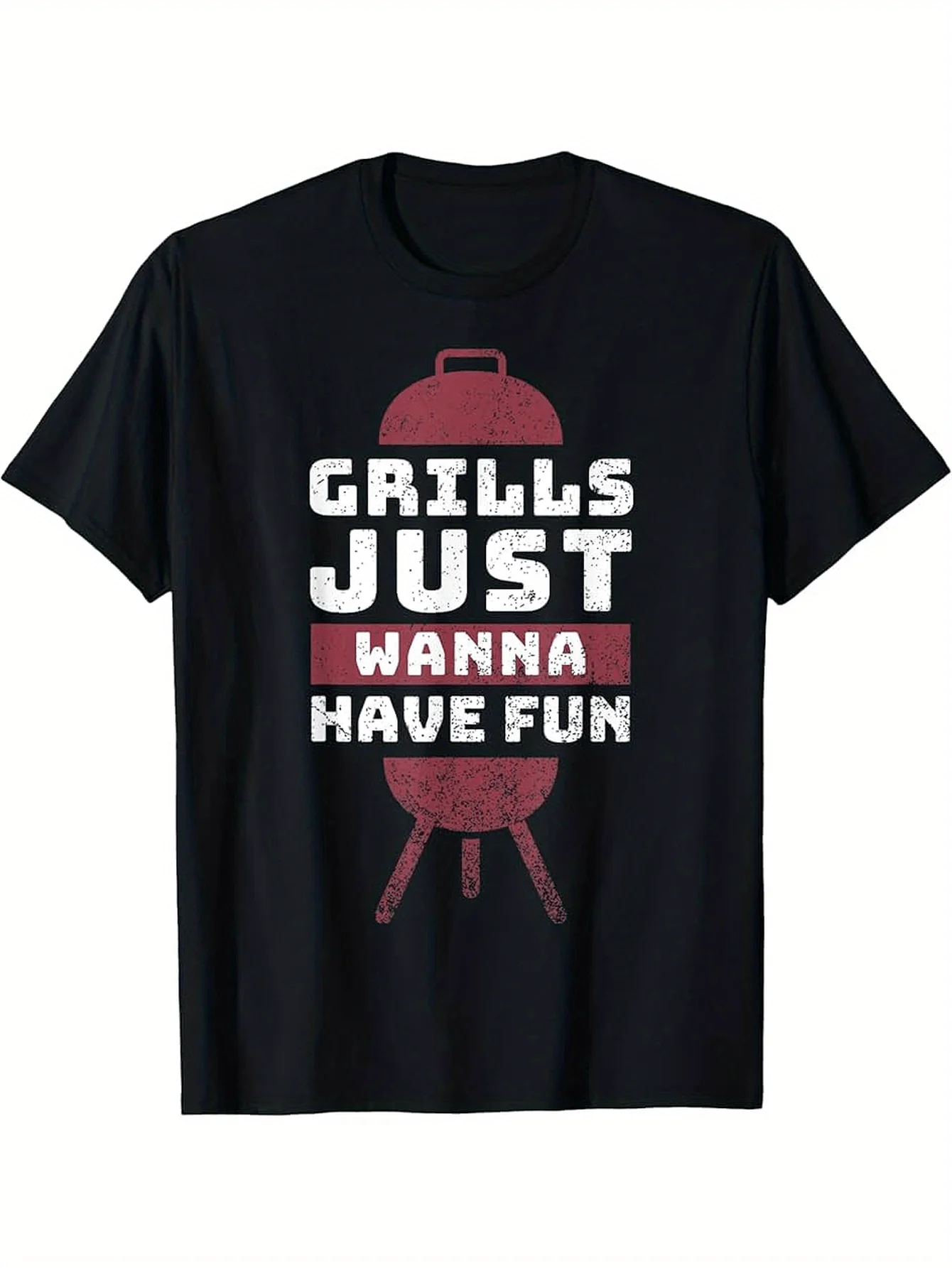 Men'S Women'S Retro BBQ Graphic T-Shirt Grills Just Wanna Have Fun ...