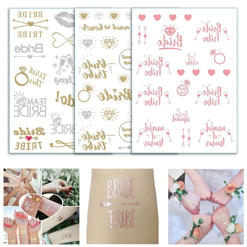 Team-Bride-To-Be-Rose-Golden-Tattoo-Stickers-despedida-de-soltera ...