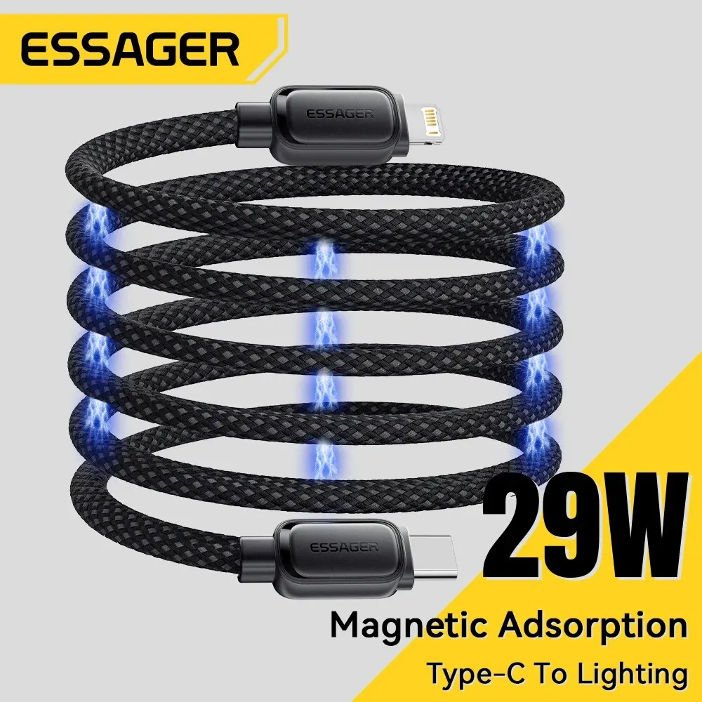 Essager-PD29W-USB-C-To-Lighting-Magnetic-Fast-Charger-Tangle-Free-Cable ...