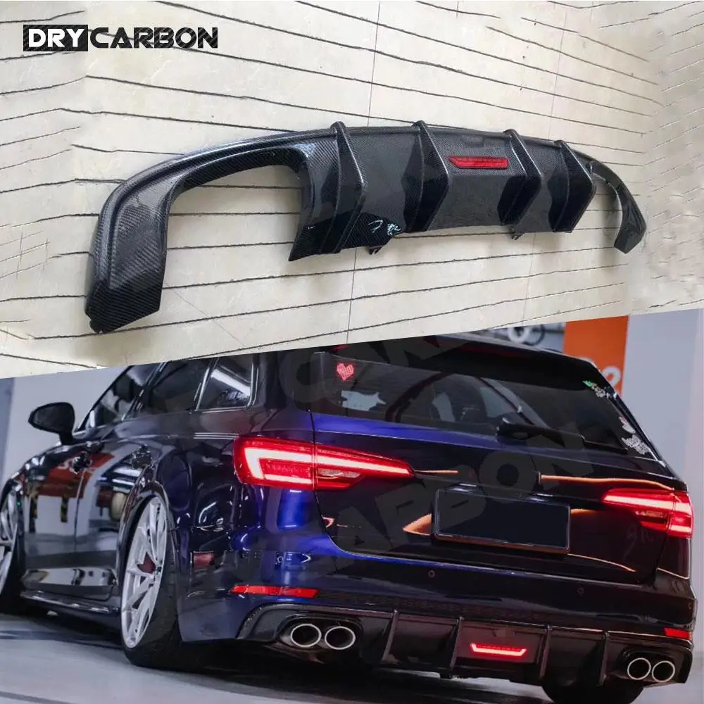 Dry Carbon Fiber Rear Diffuser Spoiler With LED Light for Audi A4 2017 ...