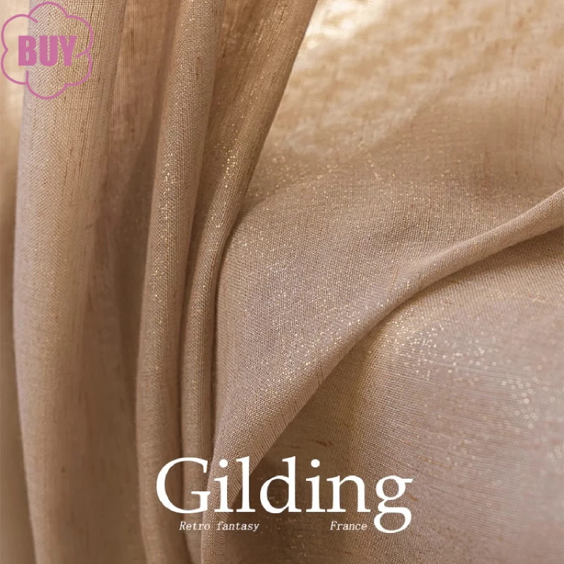 Gilded-Linen-Gauze-Luster-High-grade-Golden-Brown-Window-Screen ...