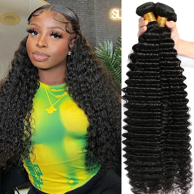 100% Human Hair Deep Wave Bundles Original Human Hair Hair Extension ...