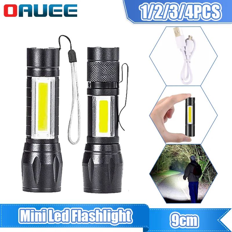 Mini Led Flashlight Q5 Rechargeable Battery LED Lights Portable Outdoor ...