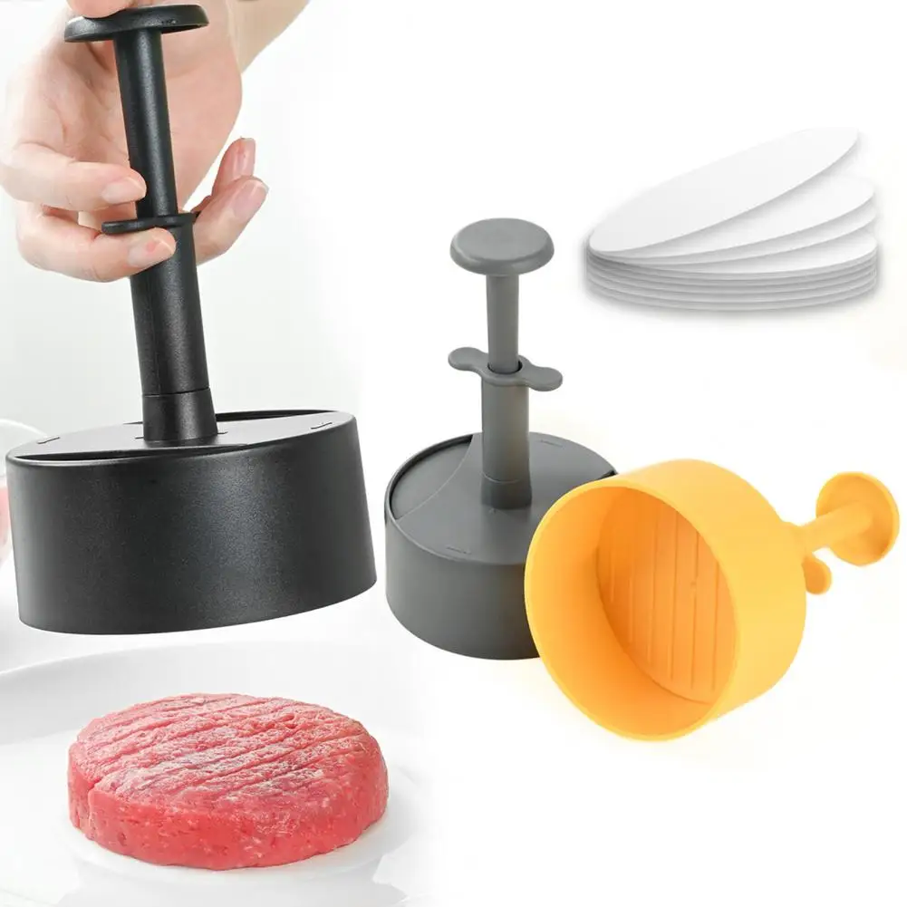 Round-Burger-Meat-Press-with-Silicone-Paper-DIY-Hamburger-Meat-Press ...