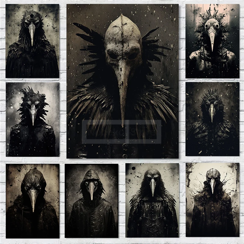Horror-Thriller-Crow-Feather-Plague-Doctor-Visions-Of-Suffering-Poster ...
