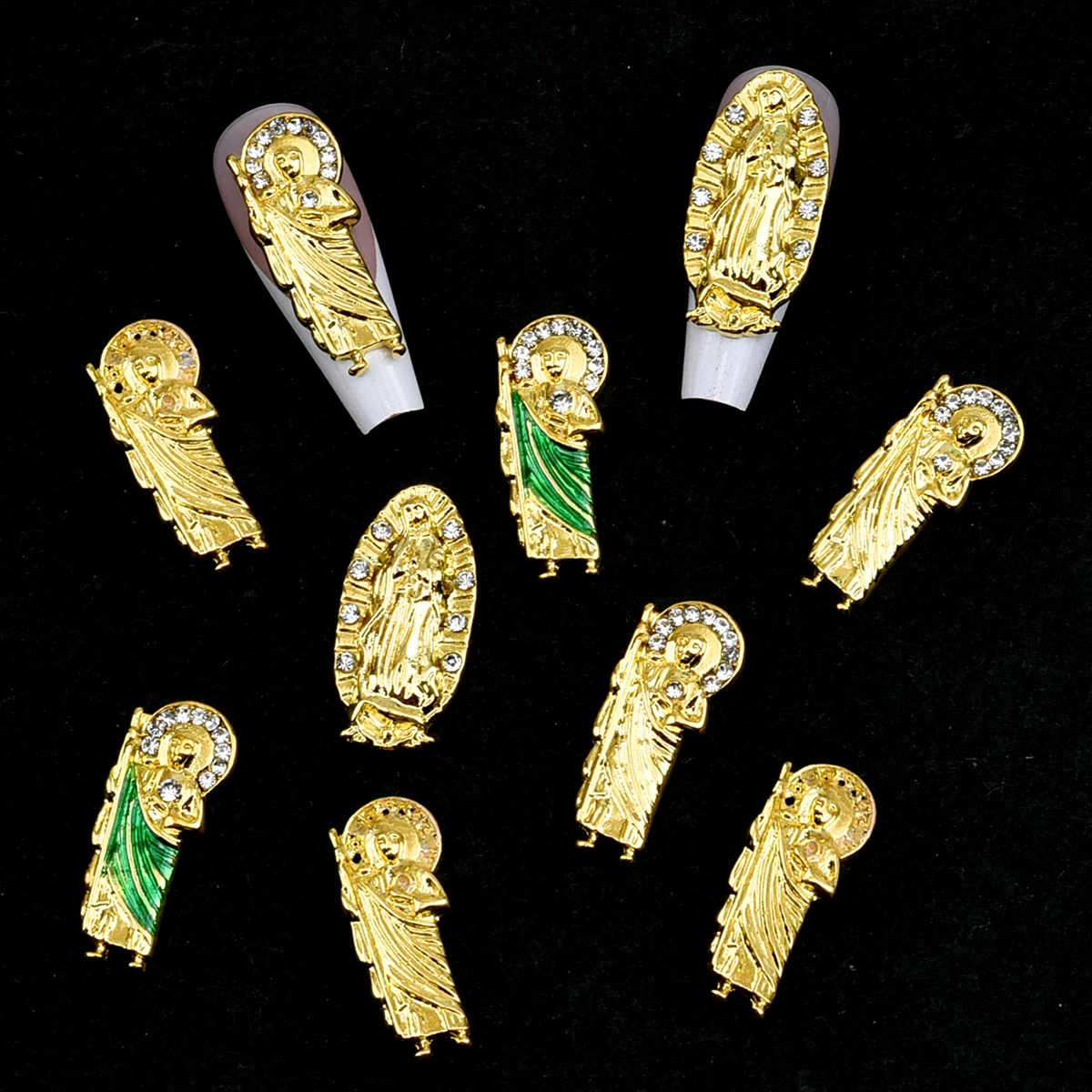 10PCS-Pack-San-Judas-3D-Nail-Art-Rhinestones-Charms-For-Acrylic-Nails ...