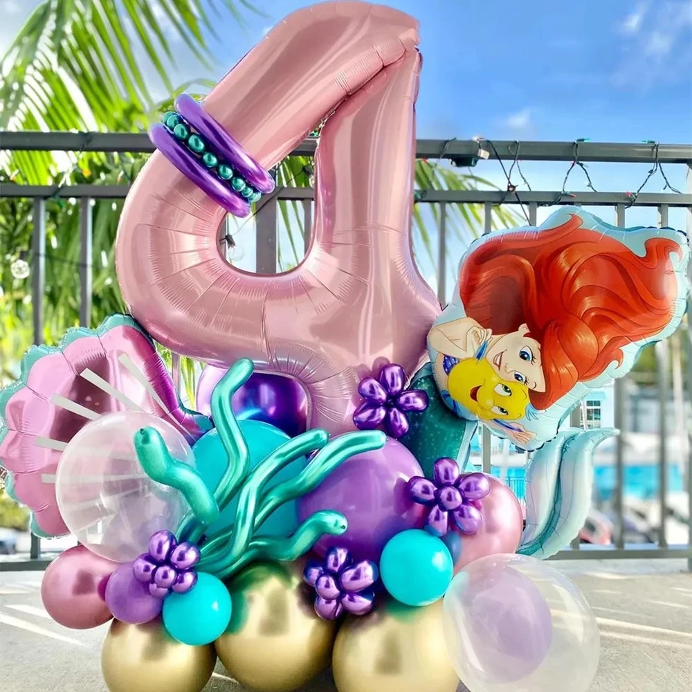 Little-Mermaid-Theme-Ariel-Foil-Balloons-32inch-Pink-Number-Balloons ...