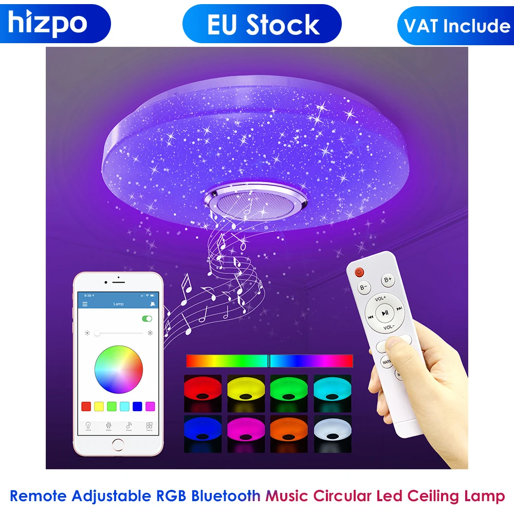 60W 36W Smart Remote LED Round Ceiling Light RGB Dimmable Music Modern ...